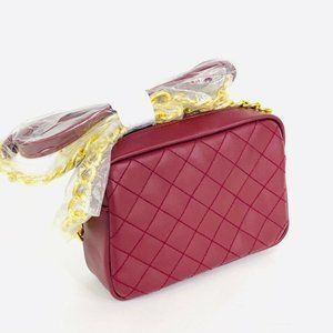 IMAN | Bags | Iman Red Leather Crossbody Bag With Chain Strap | Poshmark